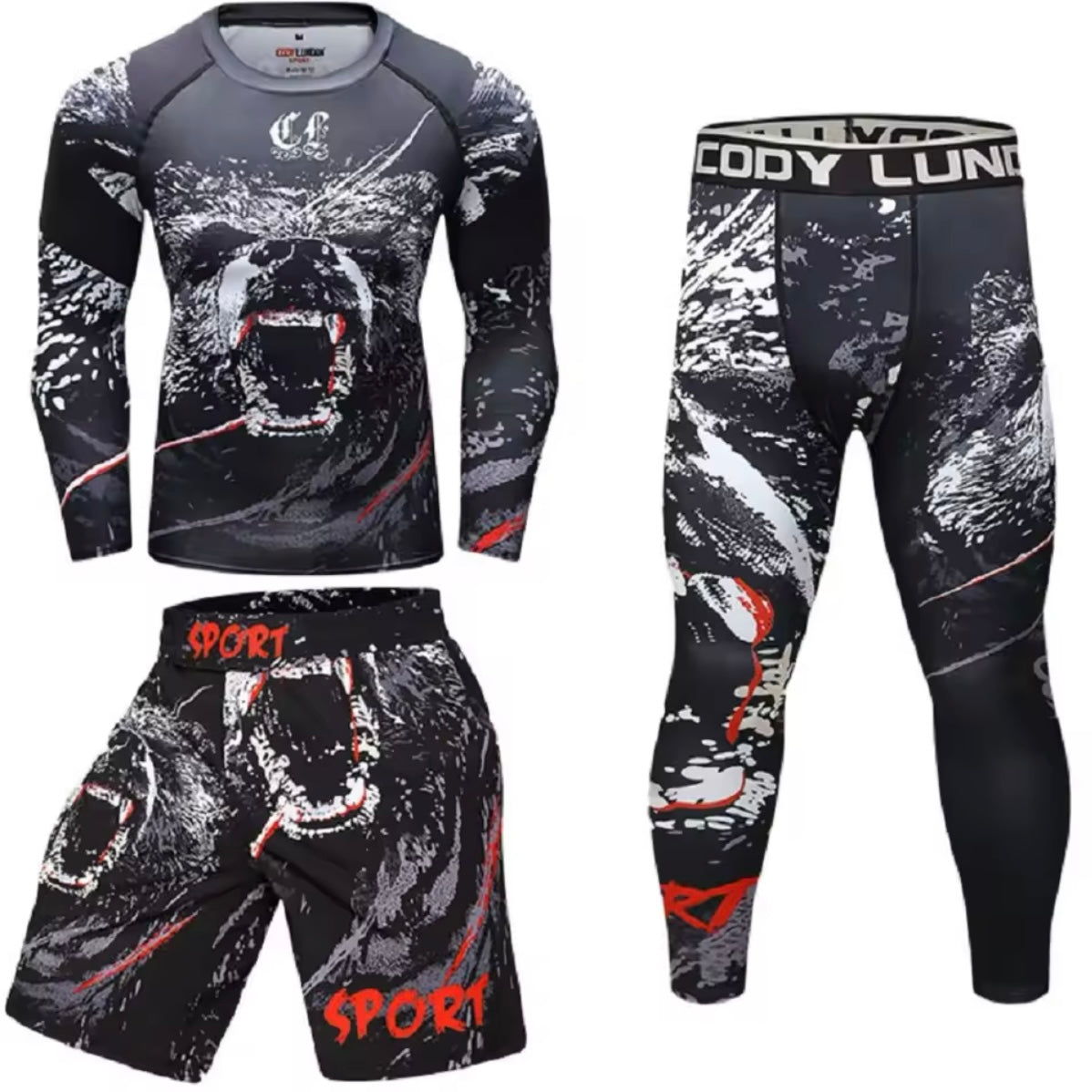 Bear Premium BJJ No Gi / MMA Set. Rash Guard, Shorts & Spats - MADE TO ...